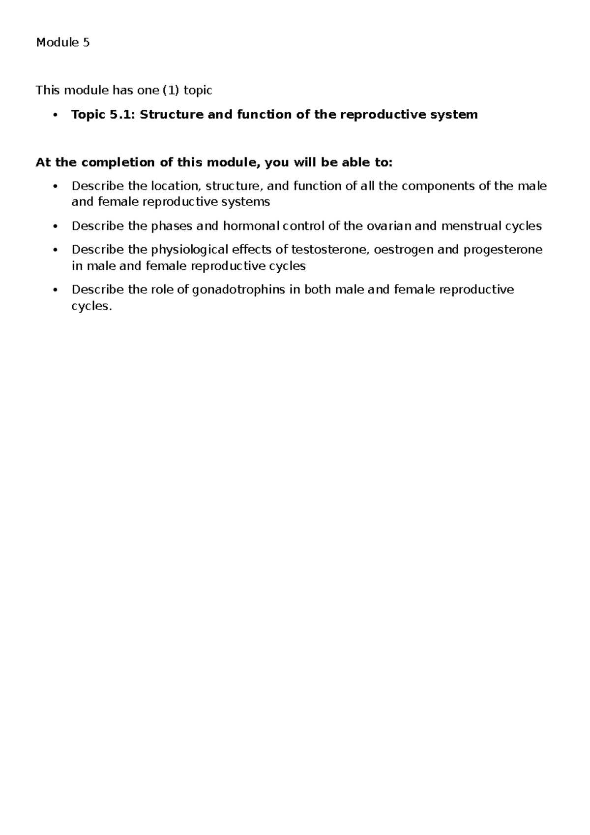 Module 5: Structure & Function of Reproductive Systems - Studocu