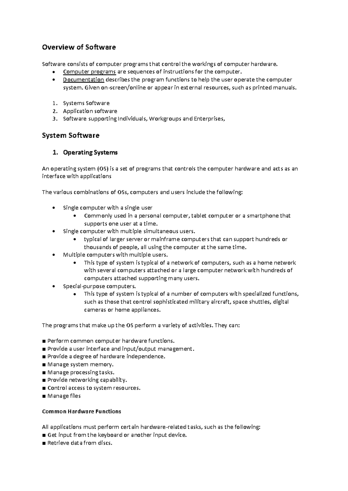 CS101: Chapter 4 - Overview of Software and Its Components - Studocu