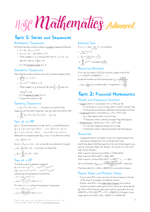 Mathematics Adv Ext1 - formulas for maths adv and extension (formulas ...