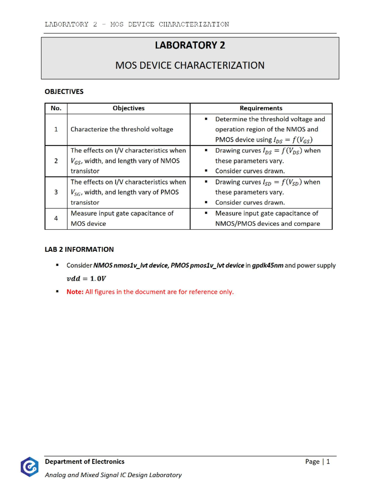 LAB 2 EE4453 MOS Device Characterization and Analysis - Studocu