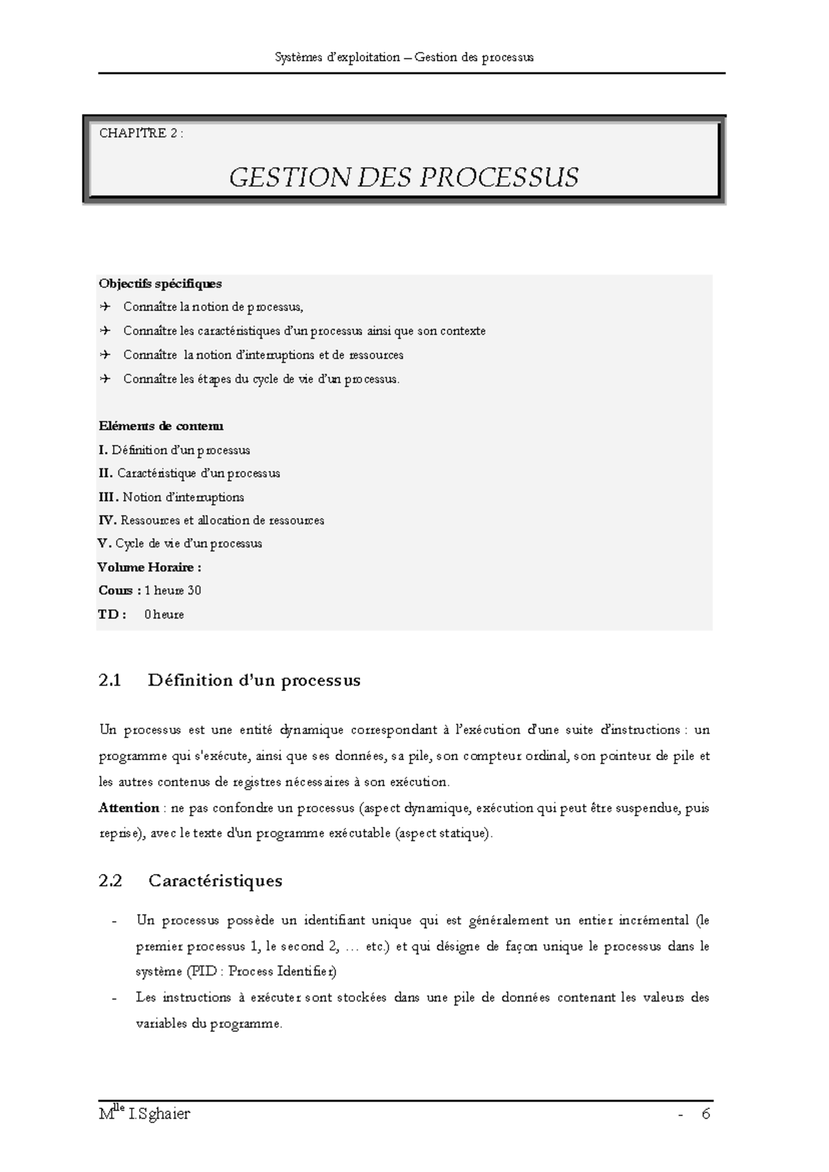 Chapitre 2 : Gestion des Processus - Systèmes de Gestion - Studocu