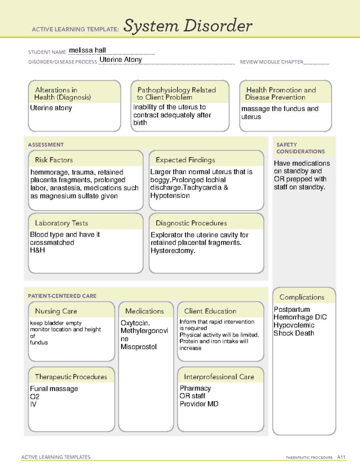 Active Learning Template Uterine Atony - ACTIVE LEARNING TEMPLATES ...