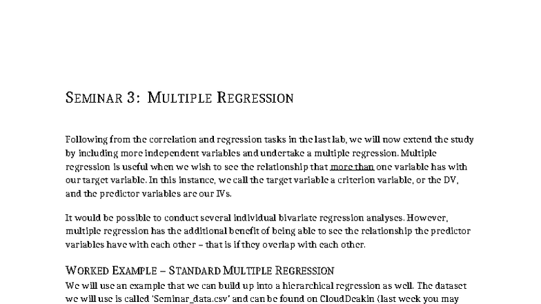SEMINAR 3: MULTIPLE REGRESSION ANALYSIS T3 2025 - Studocu