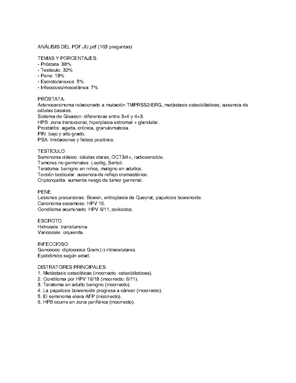 Análisis Semio JU: Preguntas sobre Próstata, Testículo y Pene - Studocu