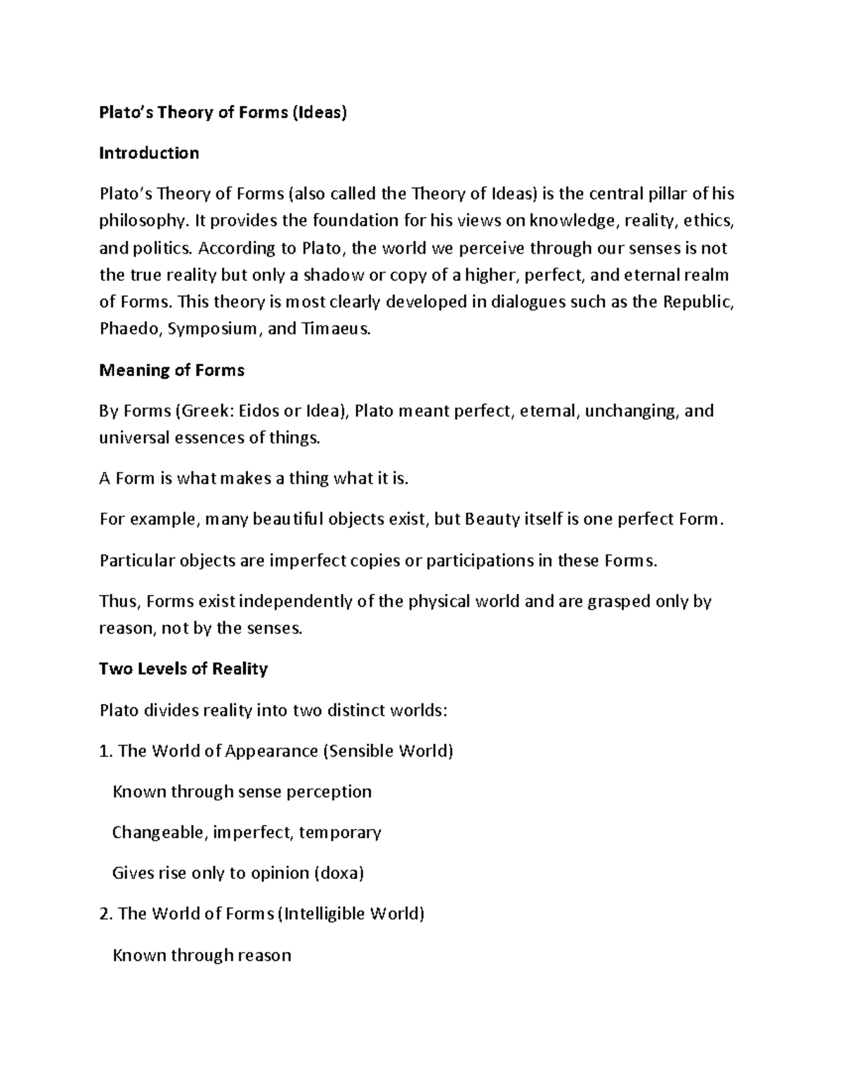 Plato's Theory of Forms and Justice: An In-Depth Analysis - Studocu