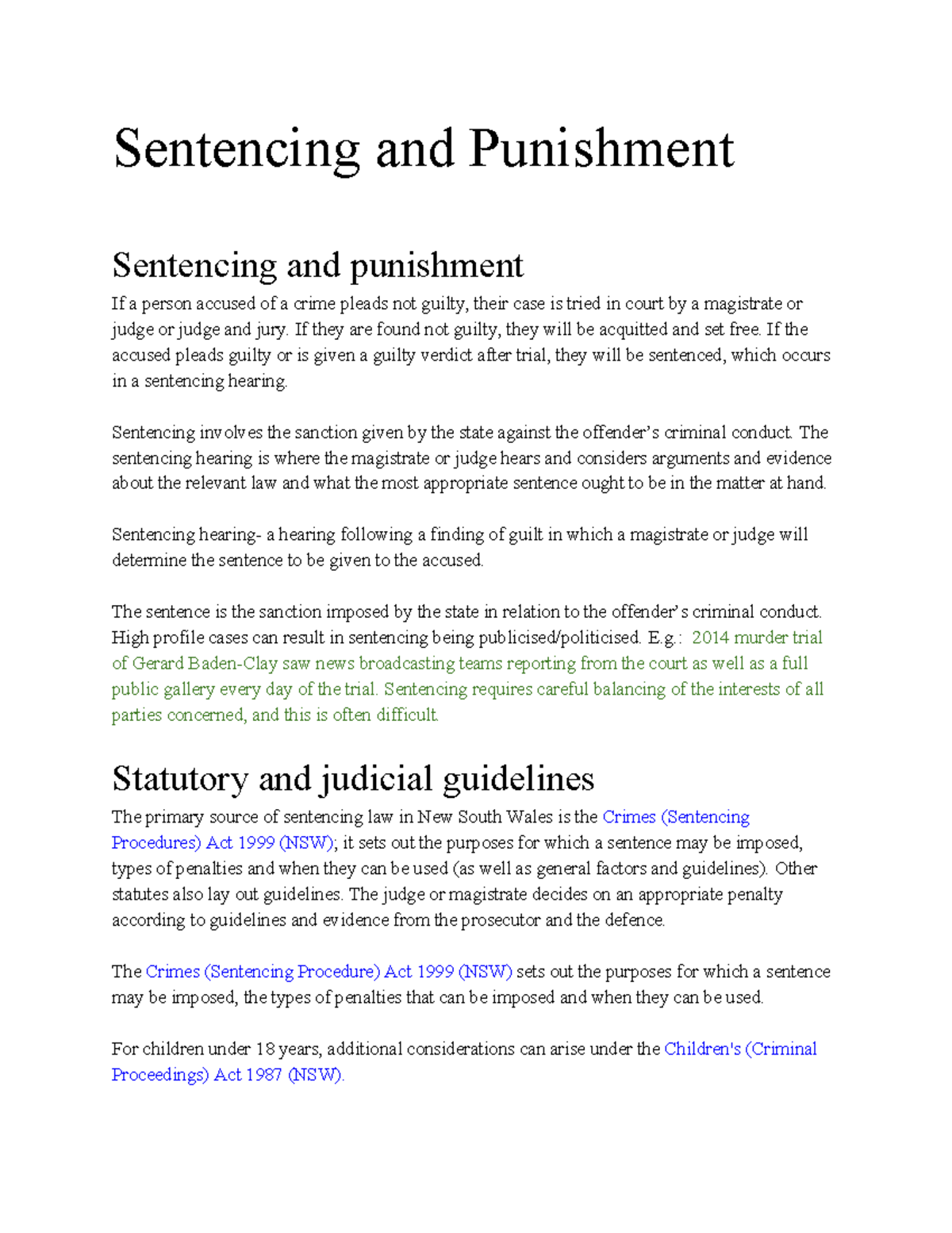 2020 LS Sentencing & Punishment Notes: Key Concepts & Guidelines - Studocu