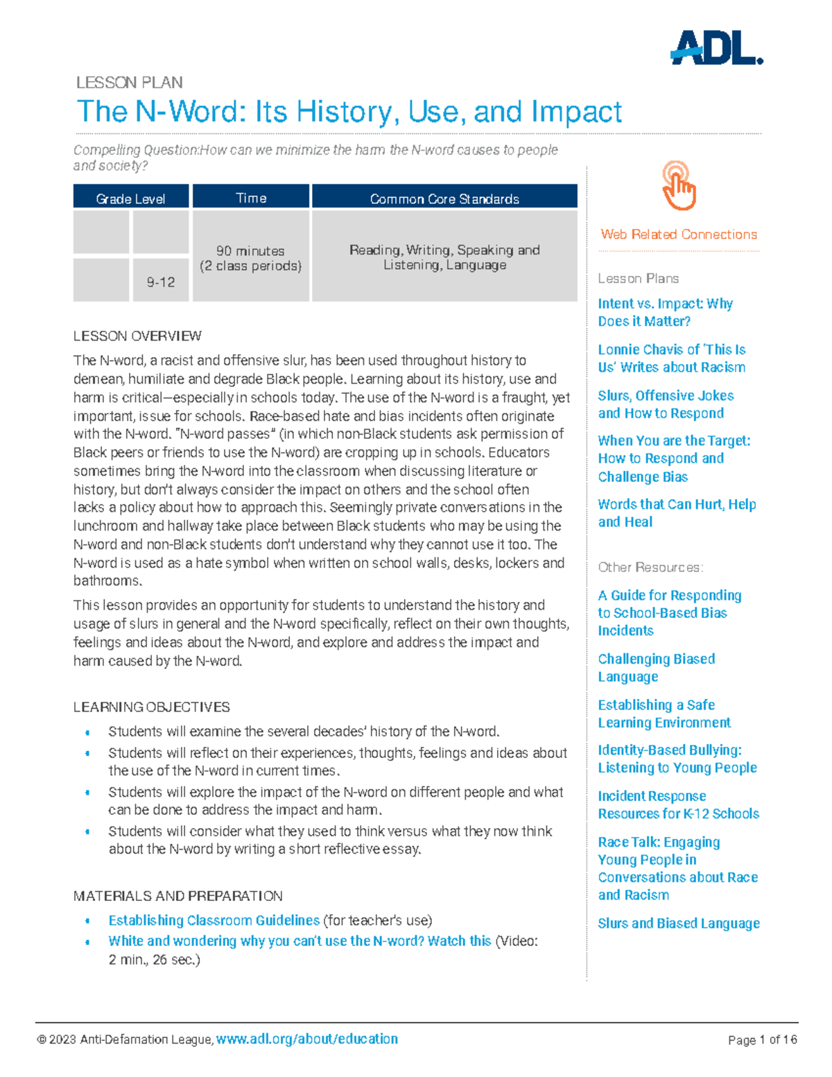 Lesson Plan: Understanding the N-Word's History and Impact (EDU 101 ...