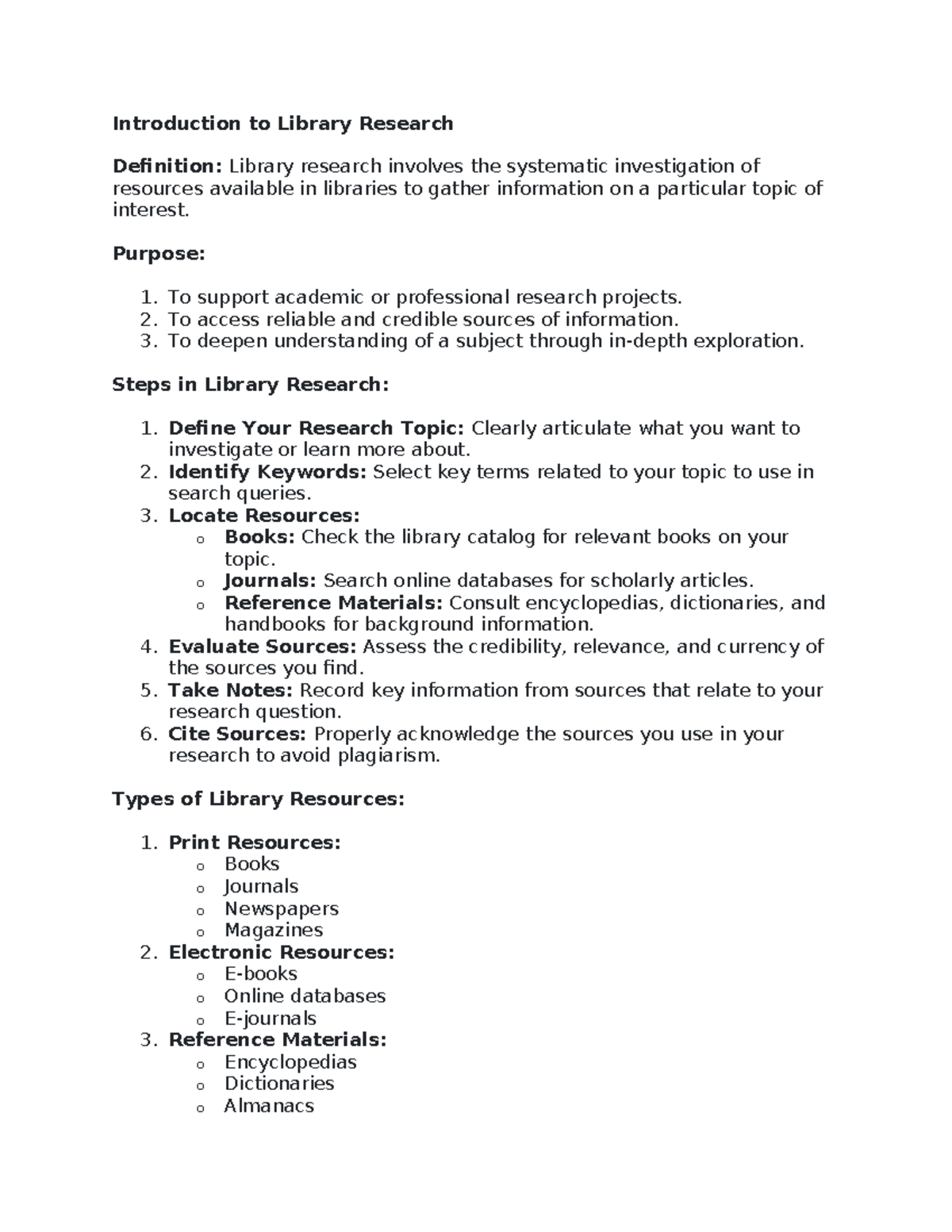 Library Research 101: A Guide to Effective Resource Utilization - Studocu