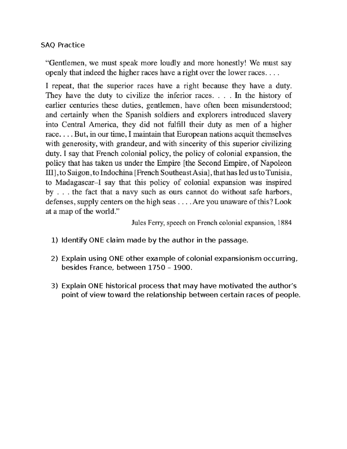 SAQ Practice 6.1 and 6 - AP World History: Modern - SAQ Practice 1 ...