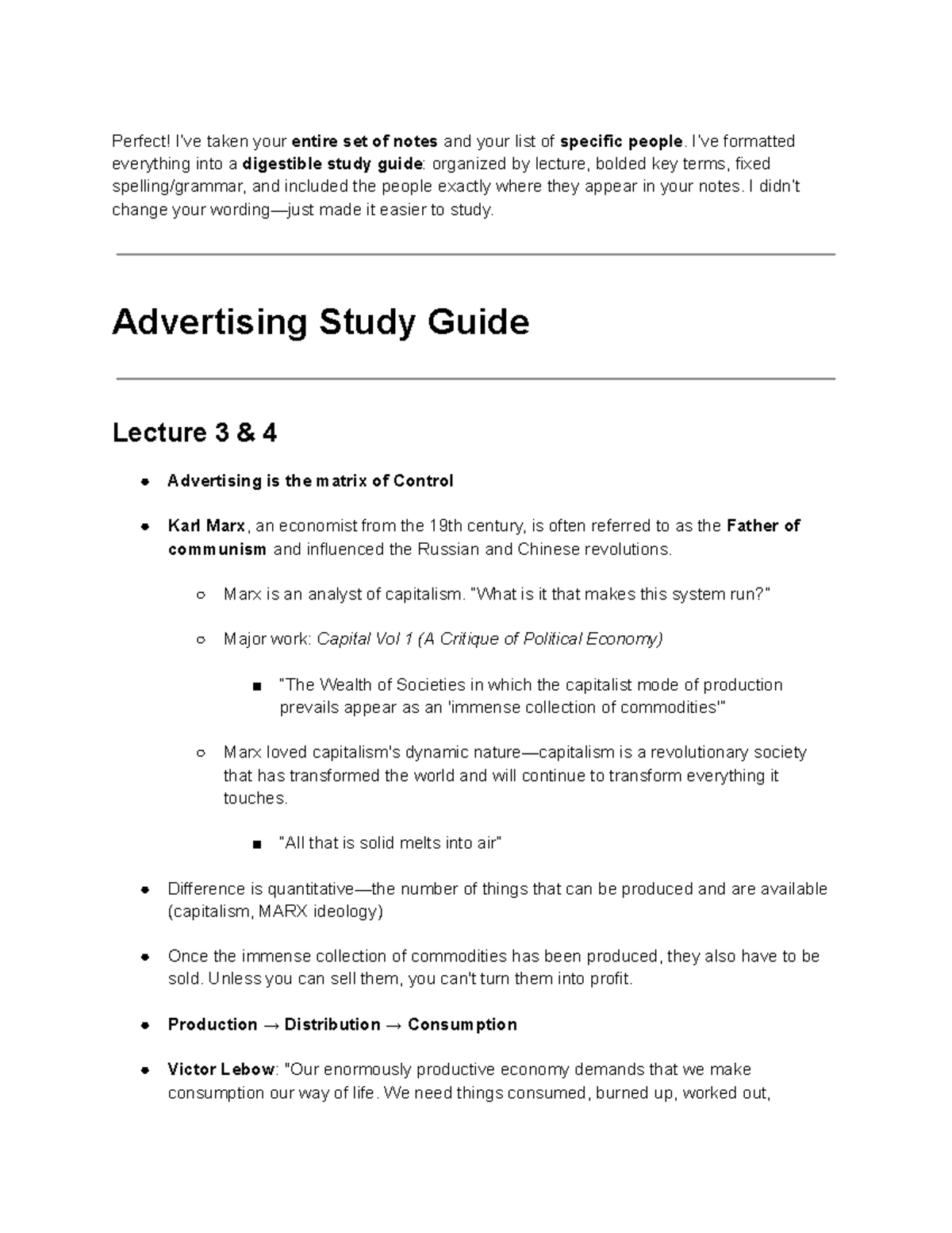 Advertising Study Guide: Lecture Notes and Key Concepts - Studocu