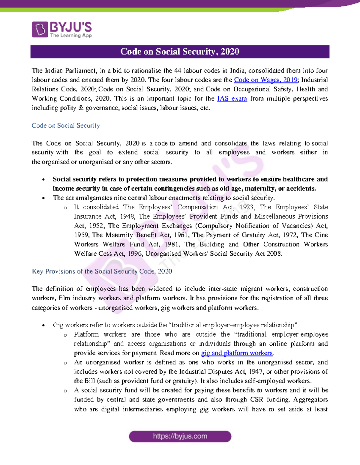 Social Security Code 2020: Key Provisions and Implications for Workers ...