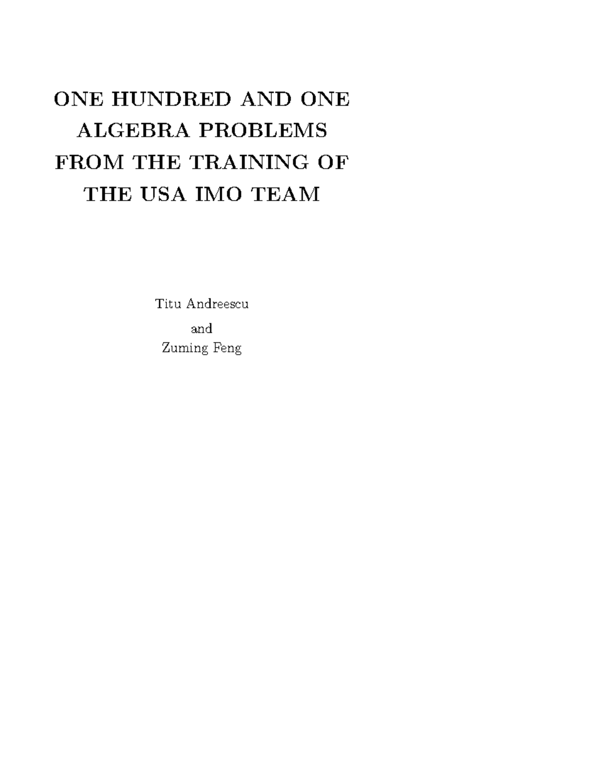 101 Algebra Problems for USA IMO Team Training - Studocu