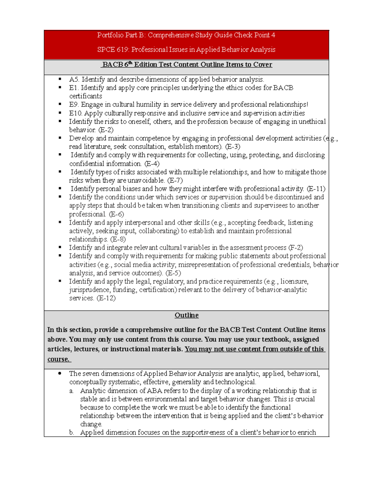 SPCE 619: Comprehensive Study Guide for BACB Ethics & Practice - Studocu