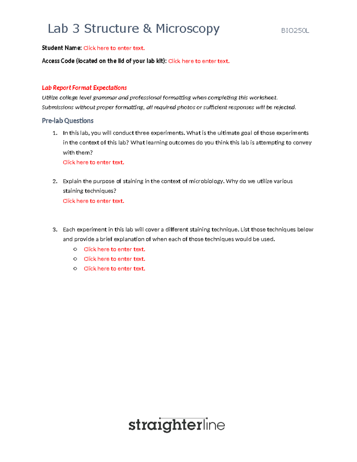 BIO250 Lab 3 - Structure Microscopy and Staining Techniques - Studocu