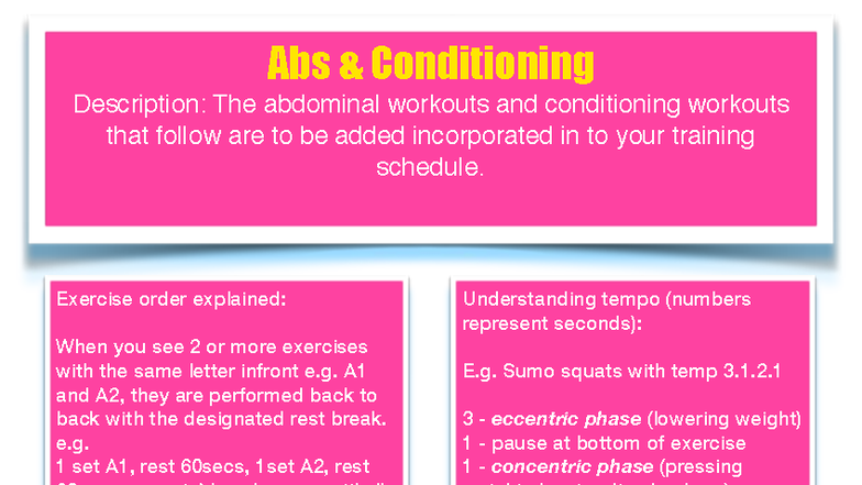 Abs Conditioning Workout Plan for Effective Training - Studocu