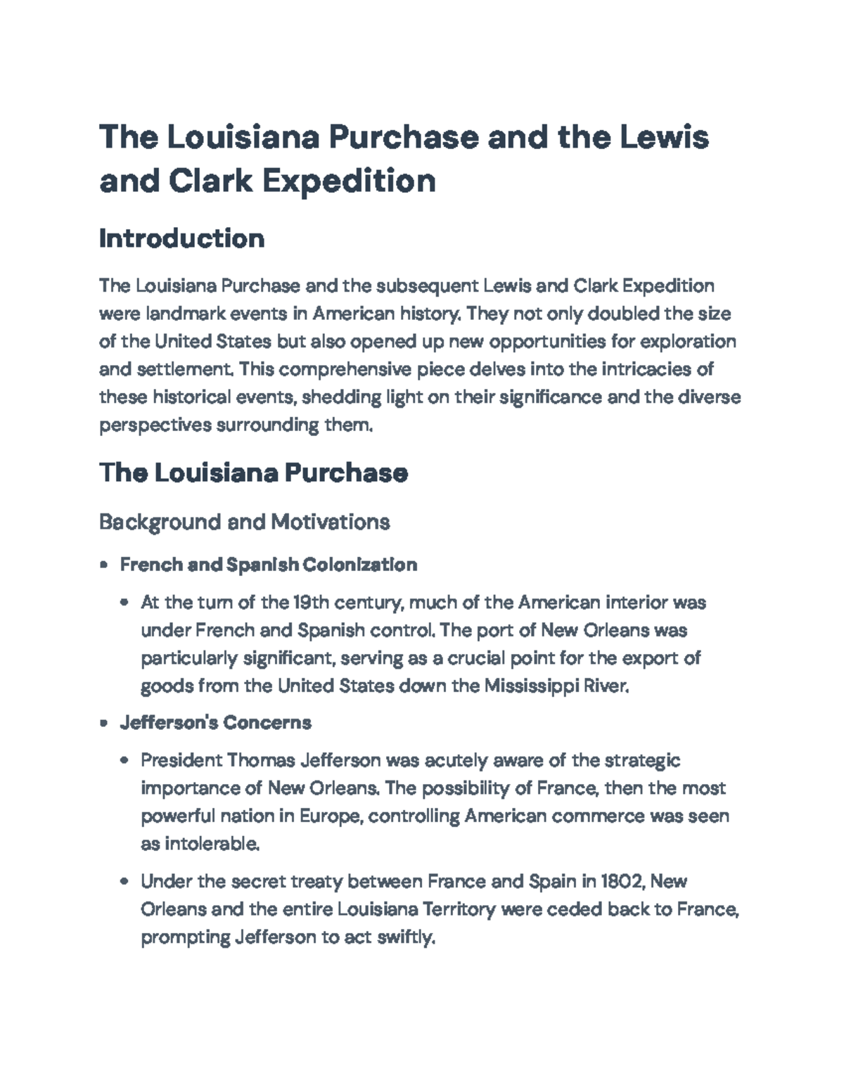 The Louisiana Purchase and Lewis and Clark Expedition Overview - The ...