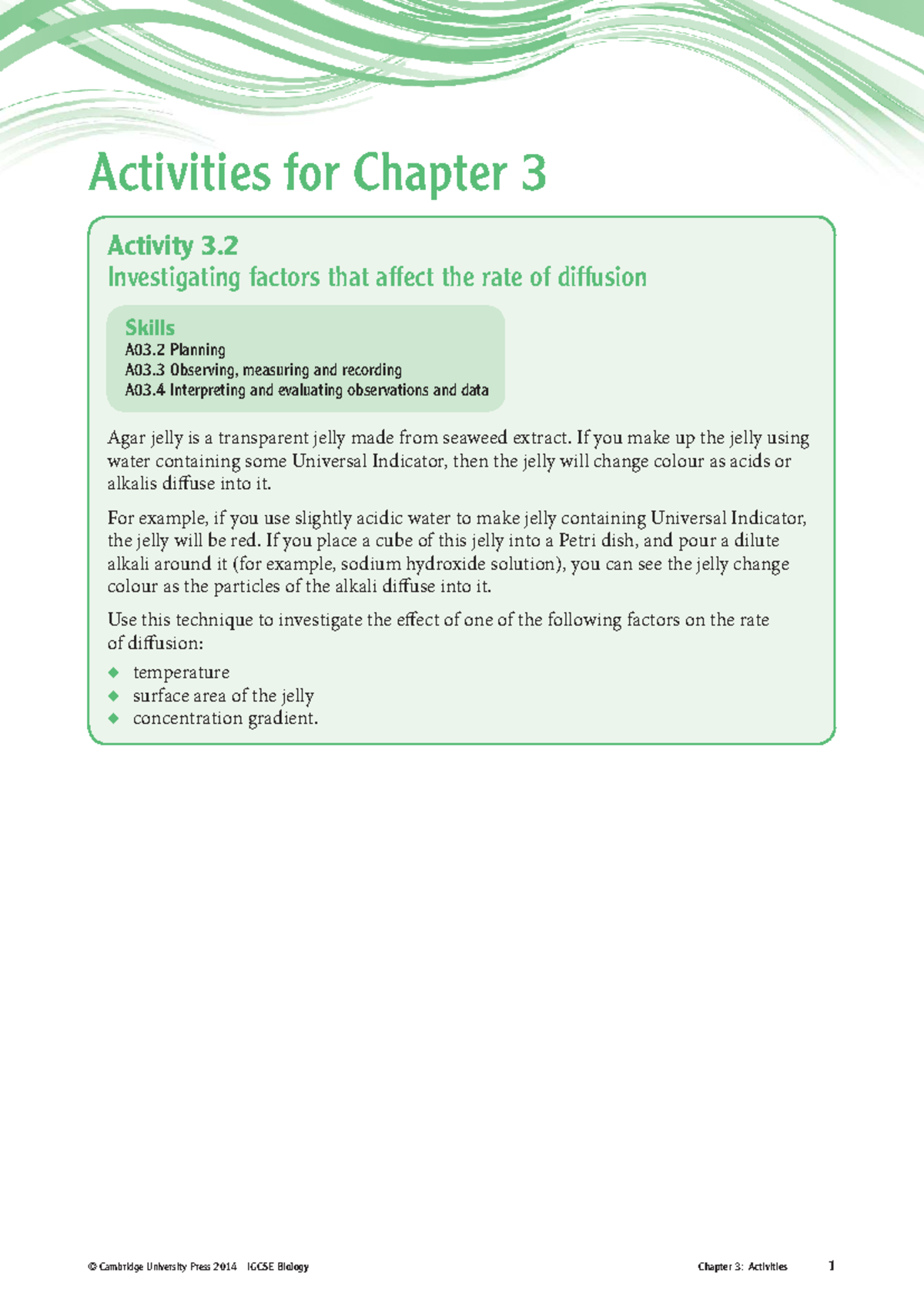Activity 3.2: Investigating Diffusion Factors in IGCSE Biology - Studocu