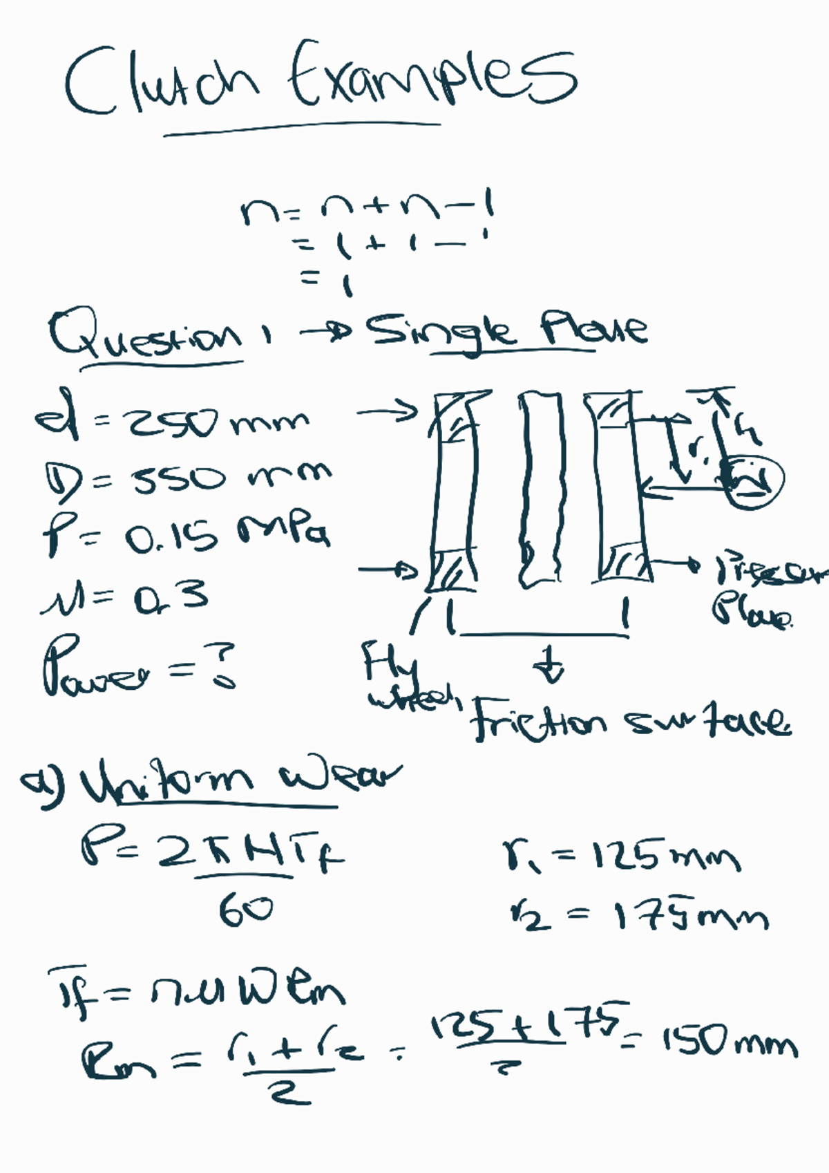 Clutch Examples and Calculations for 250227 Course - Studocu
