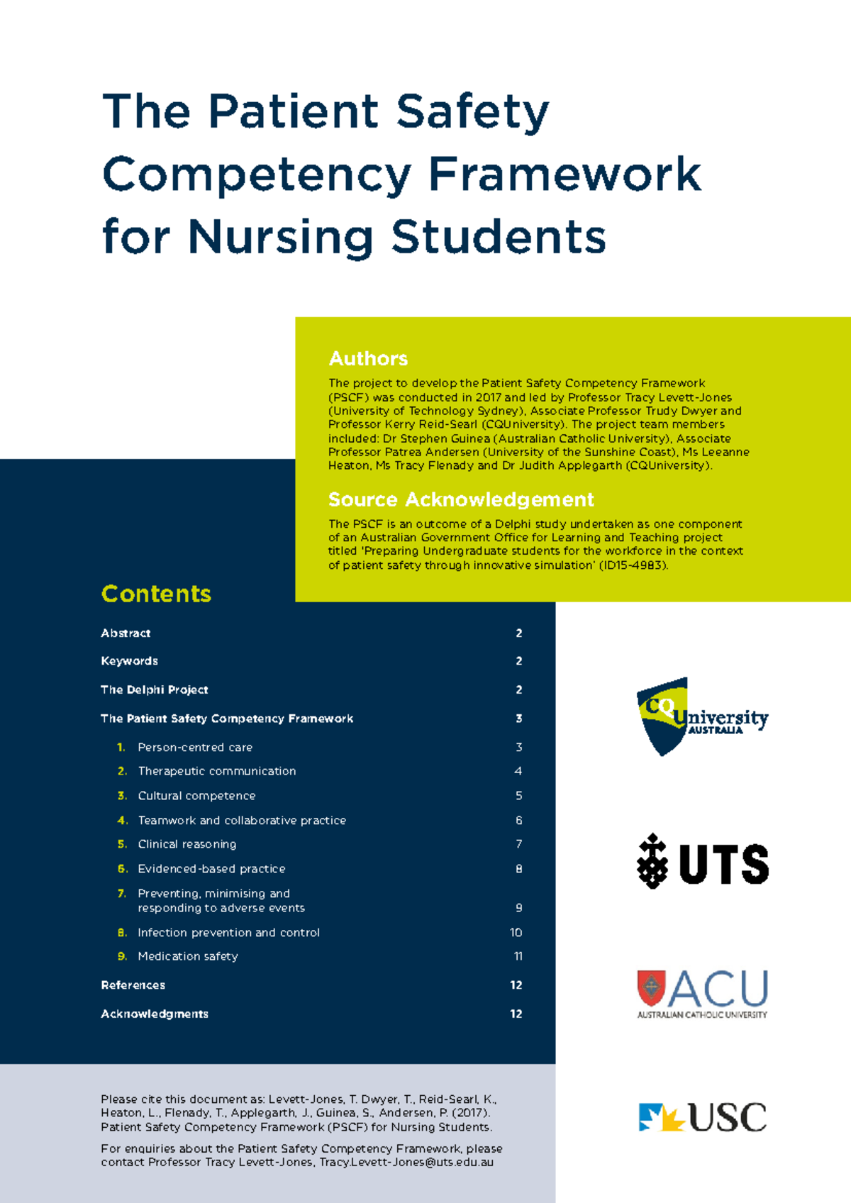 Patient Safety Competency Framework (PSCF) for Nursing Students - Studocu