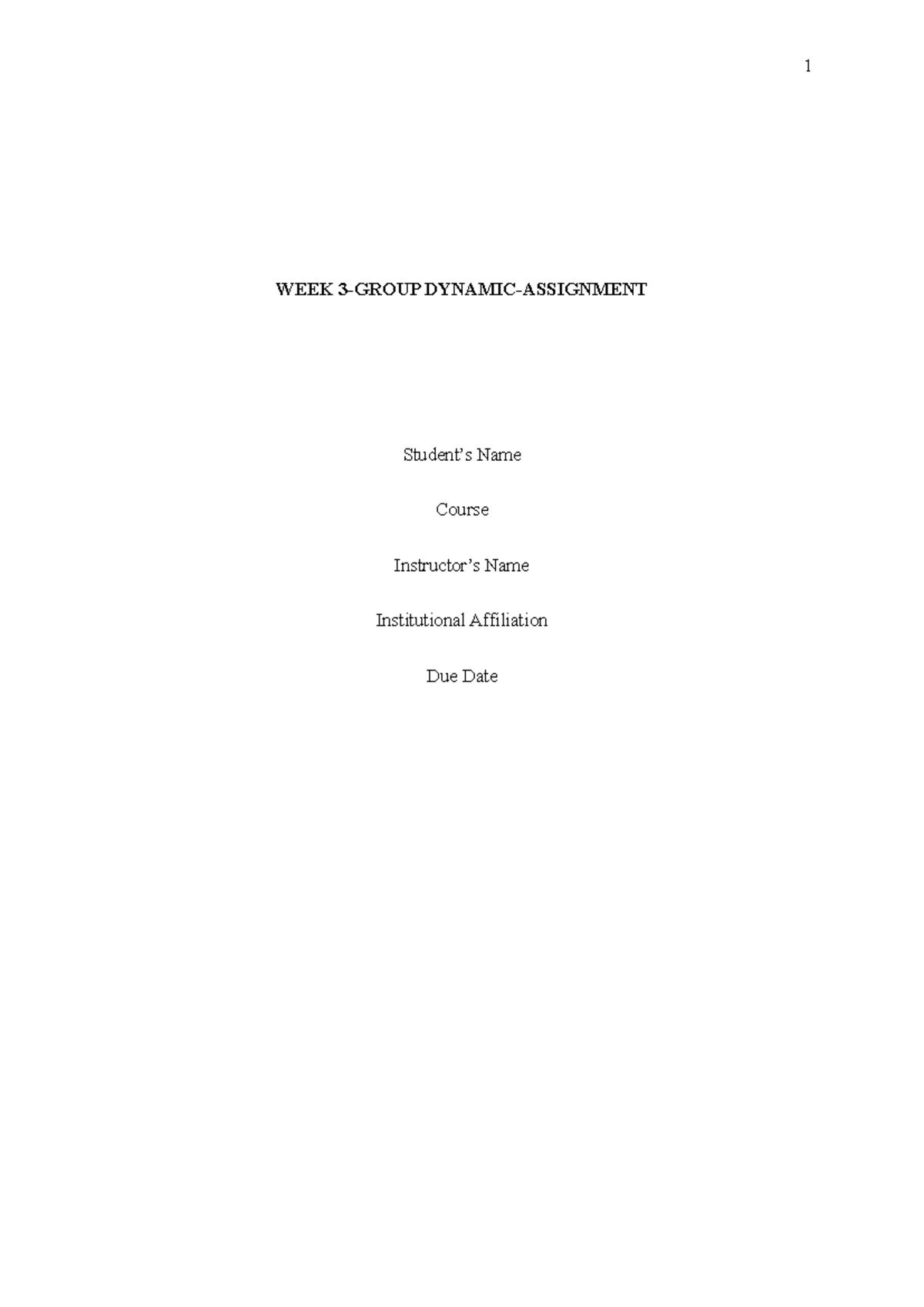 WEEK 3 - Group Dynamics Assignment: Leadership Skills in Therapy - Studocu