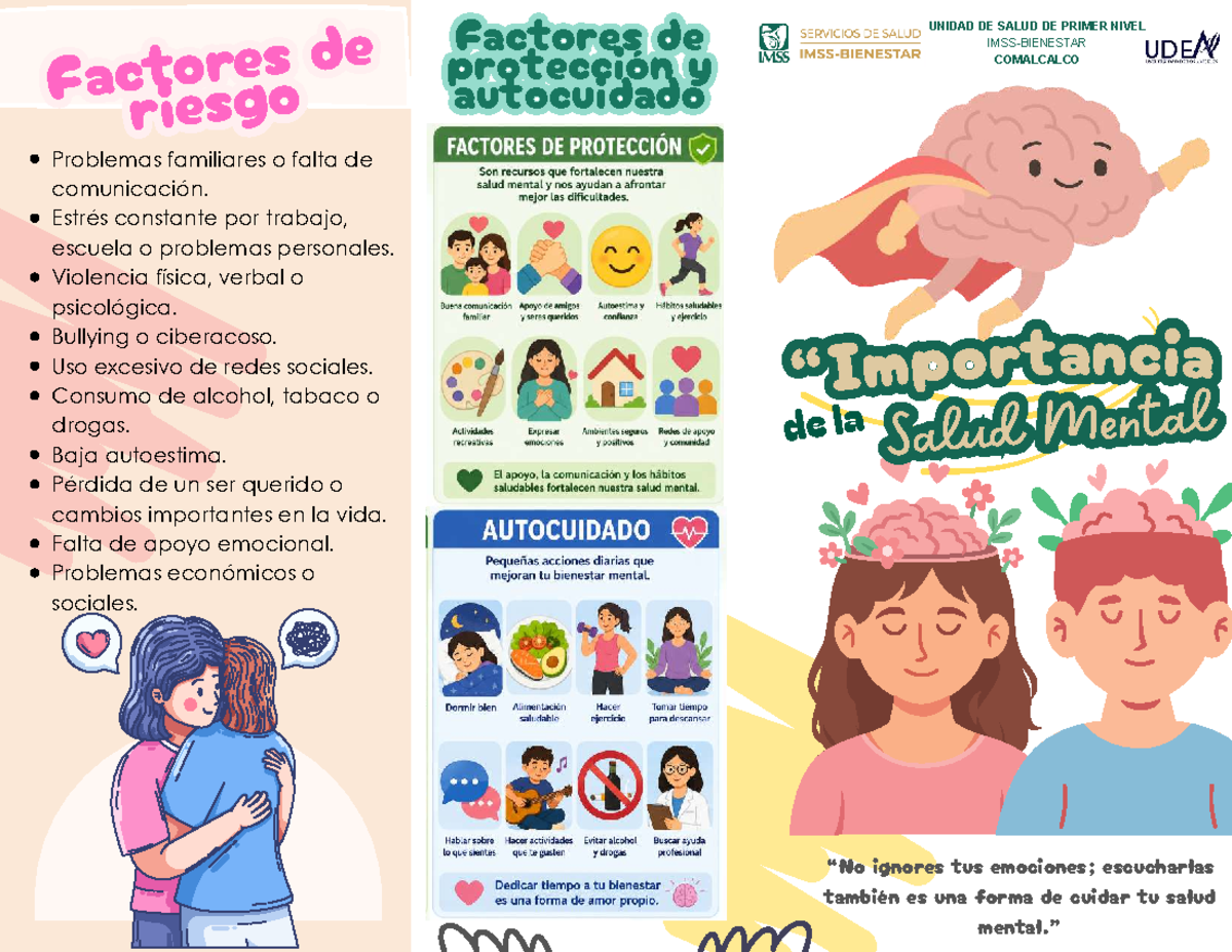 Tríptico sobre Salud Mental y Autocuidado en la Comunidad - Studocu