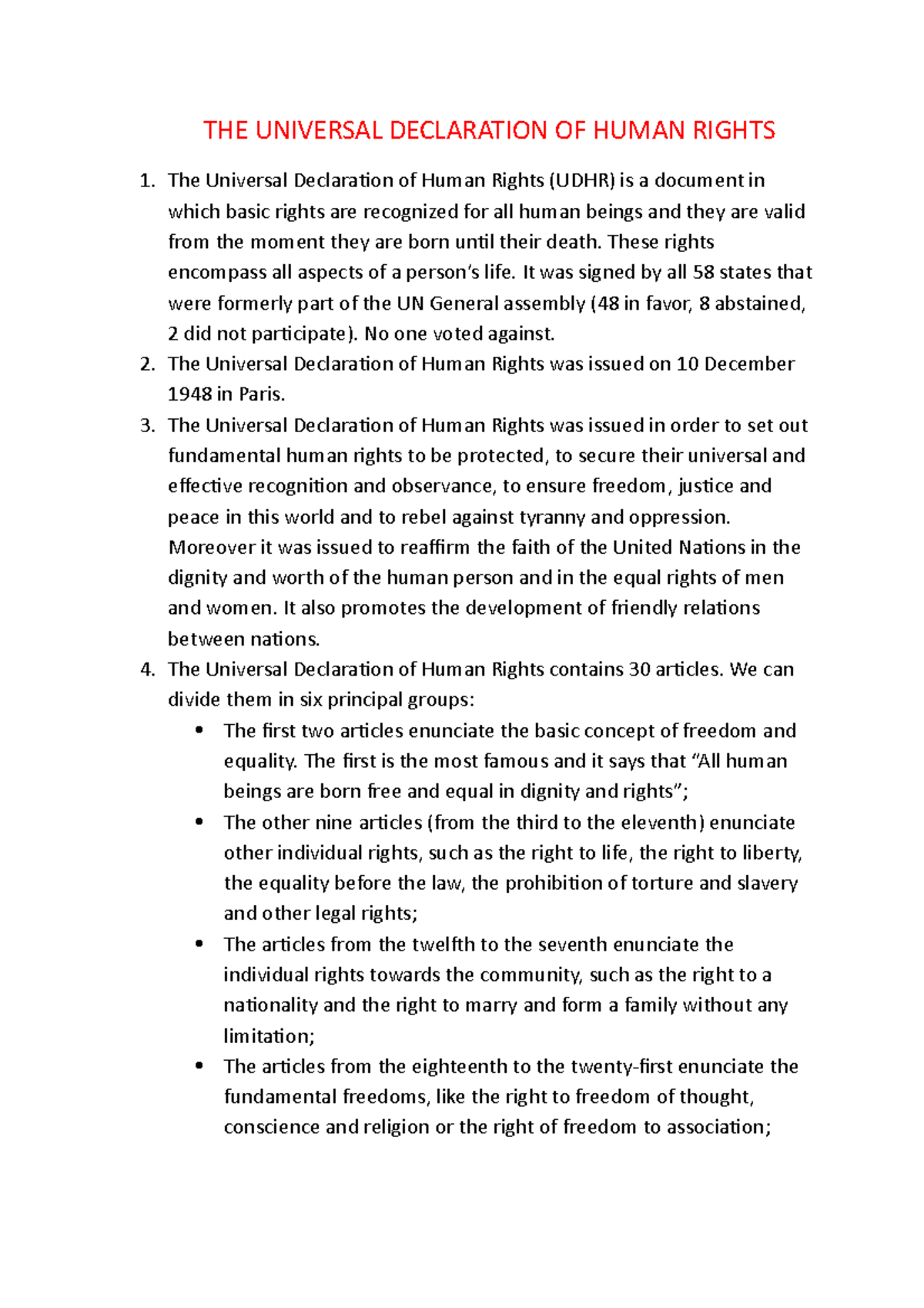 Universal Declaration of Human Rights: An Overview of the UDHR - Studocu