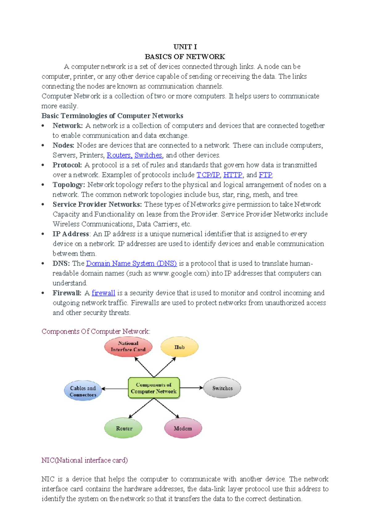 Computer Networks (CN) Notes - 5 Units Overview and Concepts - Studocu