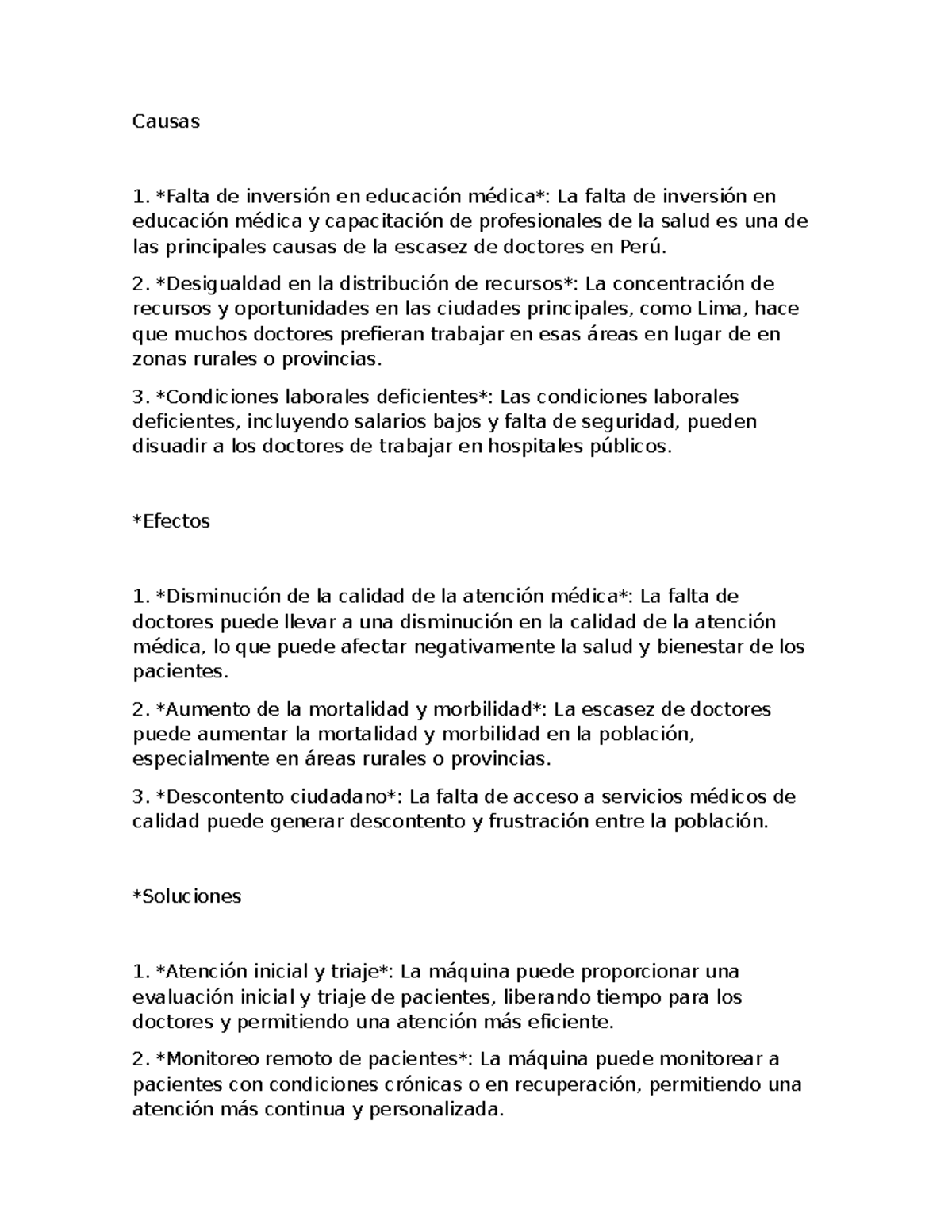 Documento - WDWD - Causas Falta de inversión en educación médica: La ...