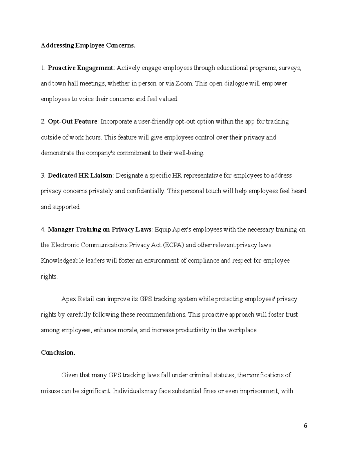 5-2 Project Two: Addressing Employee Privacy Concerns in Apex Retail ...