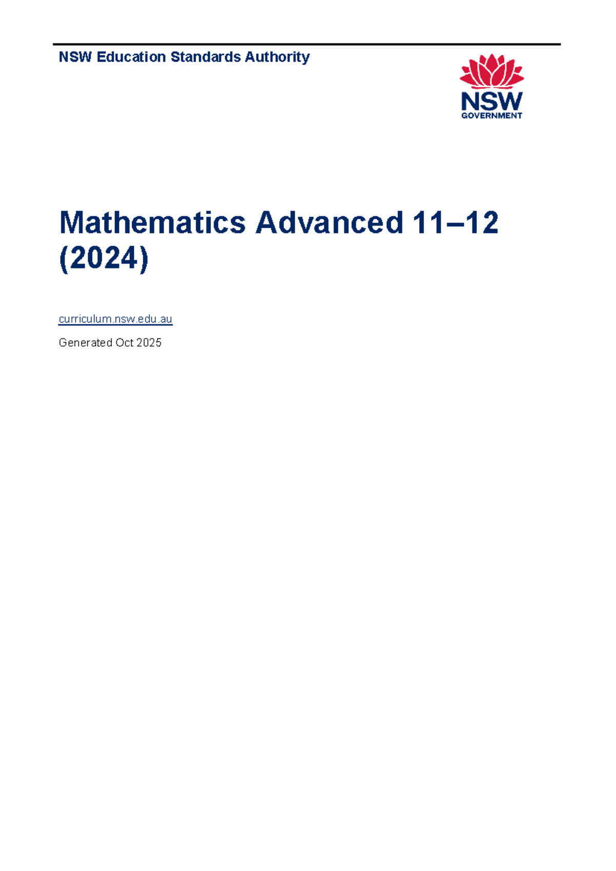 Mathematics Advanced (2024) Syllabus Overview and Implementation Guide ...