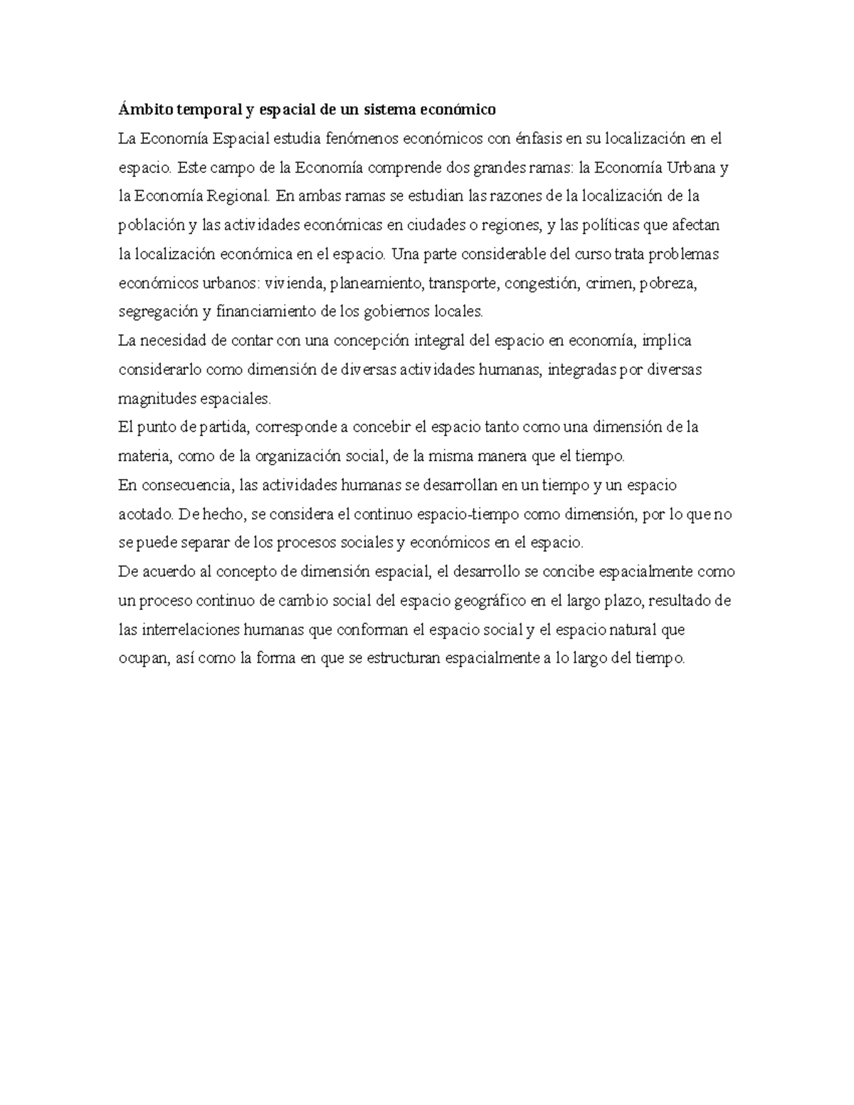 Ámbito temporal y espacial de un sistema económico - Ámbito temporal y ...