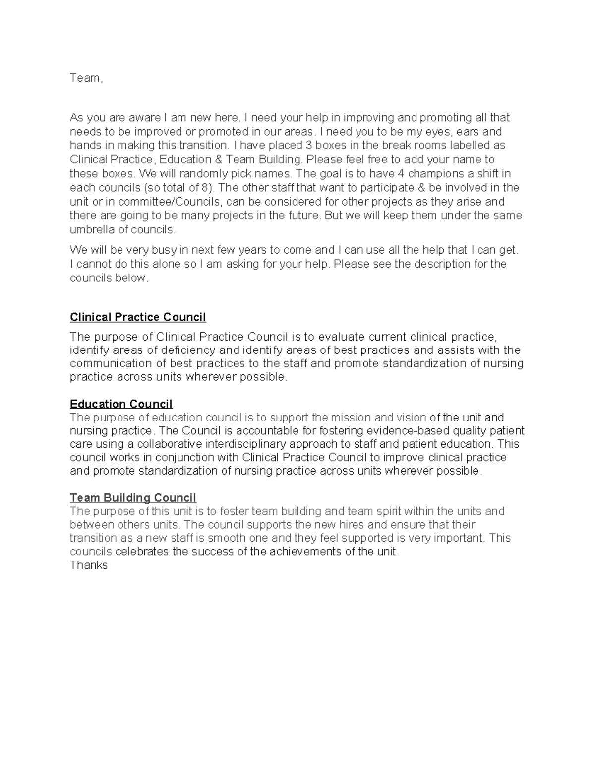 Unit Based Councils: Enhancing Clinical Practice, Education & Teamwork ...