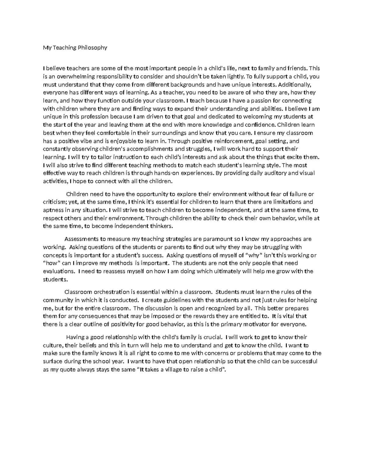 Teaching Philosophy: Embracing Diversity in Learning Styles - Studocu