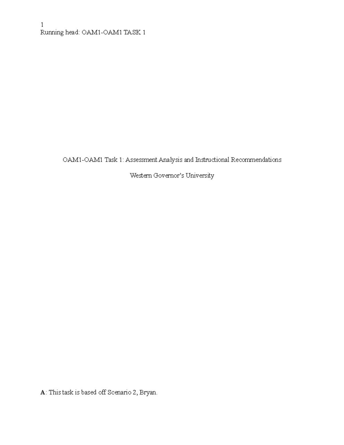 OAM1 Task 1: Assessment and Strategies for Bryan's Reading Challenges ...