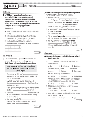 Brainy kl8 Unit Test 3 B - test - UNIT 3 Test B 1 Listening 1 3 ...