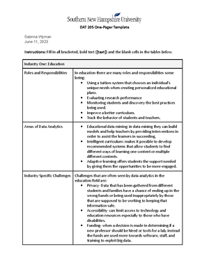 DAT 205 Module Four Data Analytics Lifecycle Template - Ensure that ...