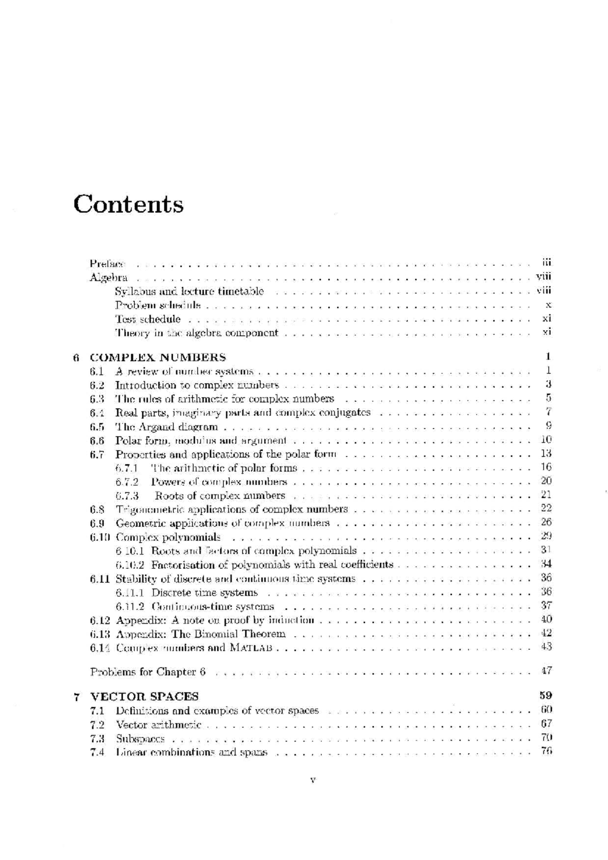 Algebra Problems for MATH1251: Complex Numbers, Vector Spaces & Linear ...