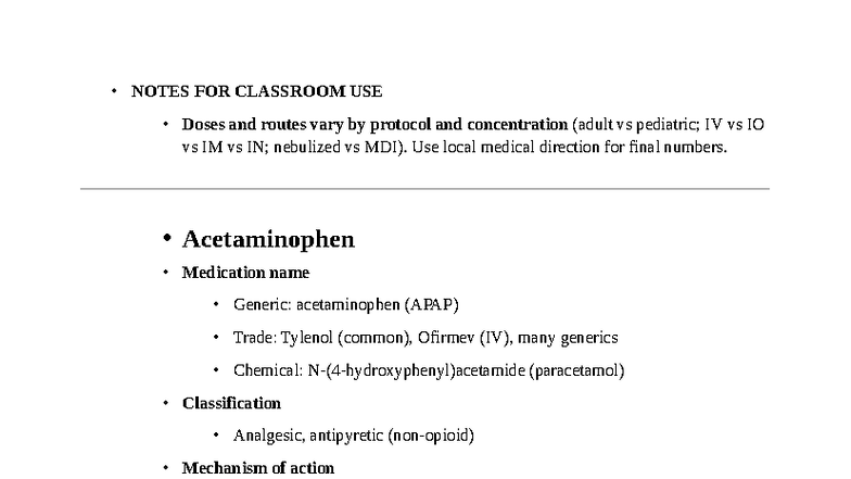 AEMT Pharma Handout: Drug Math & Administration Protocols - Studocu
