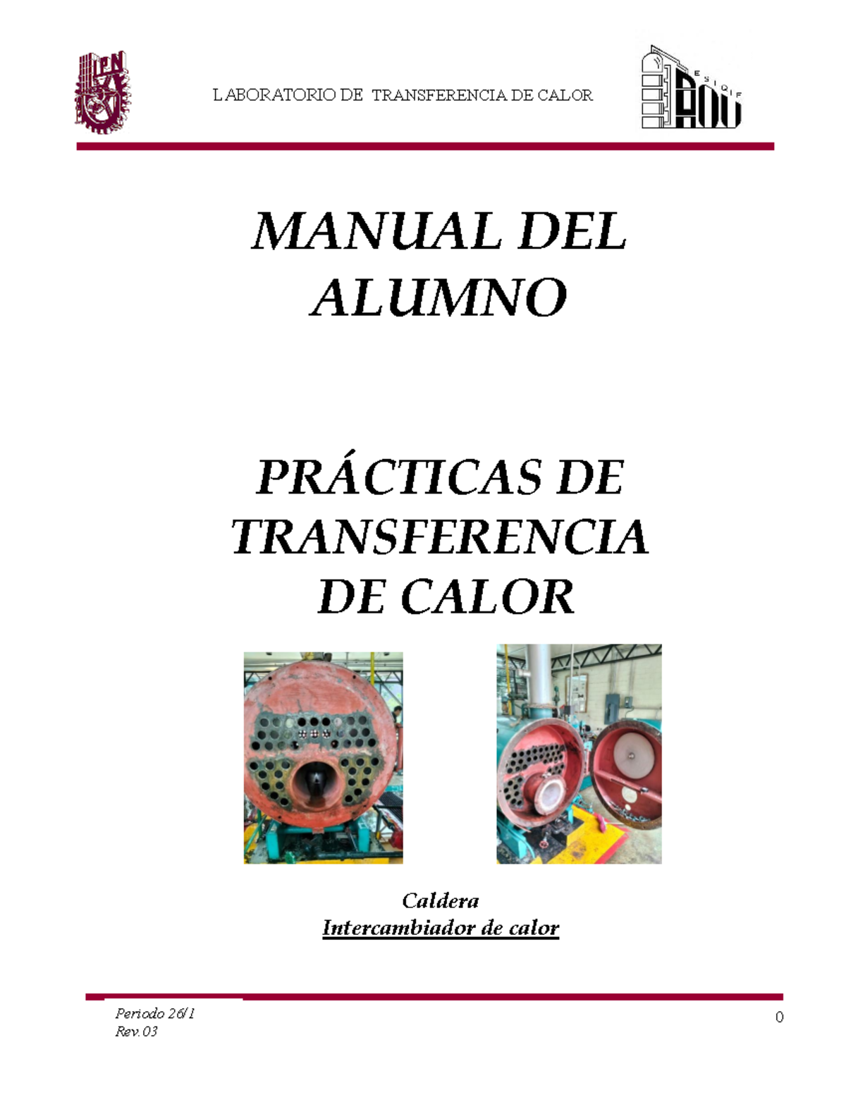 LABORATORIO DE TRANSFERENCIA DE CALOR - MANUAL DEL ALUMNO Rev.03 - Studocu