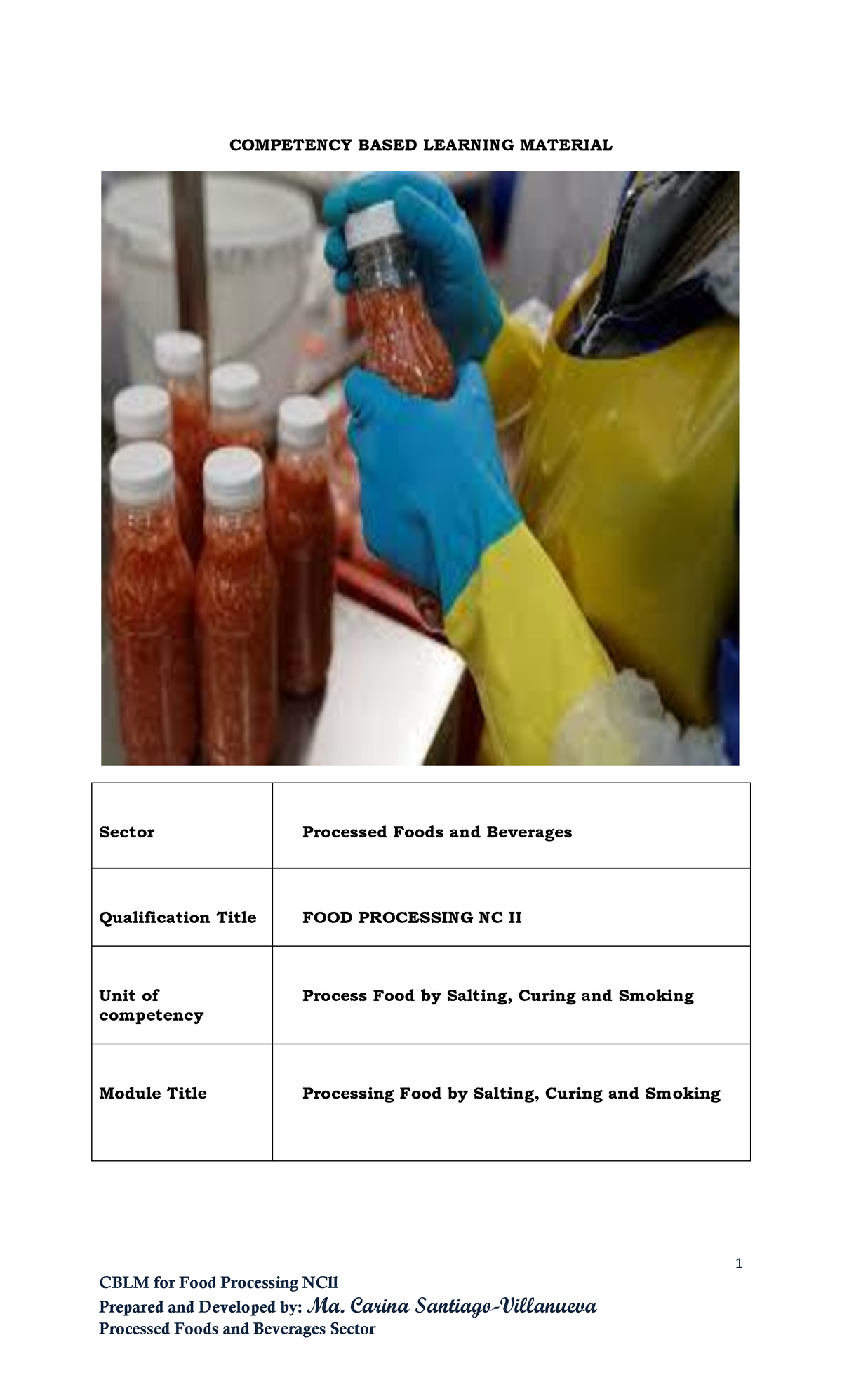 Grade 10 Food Processing NC II: Competency-Based Learning Module - Studocu