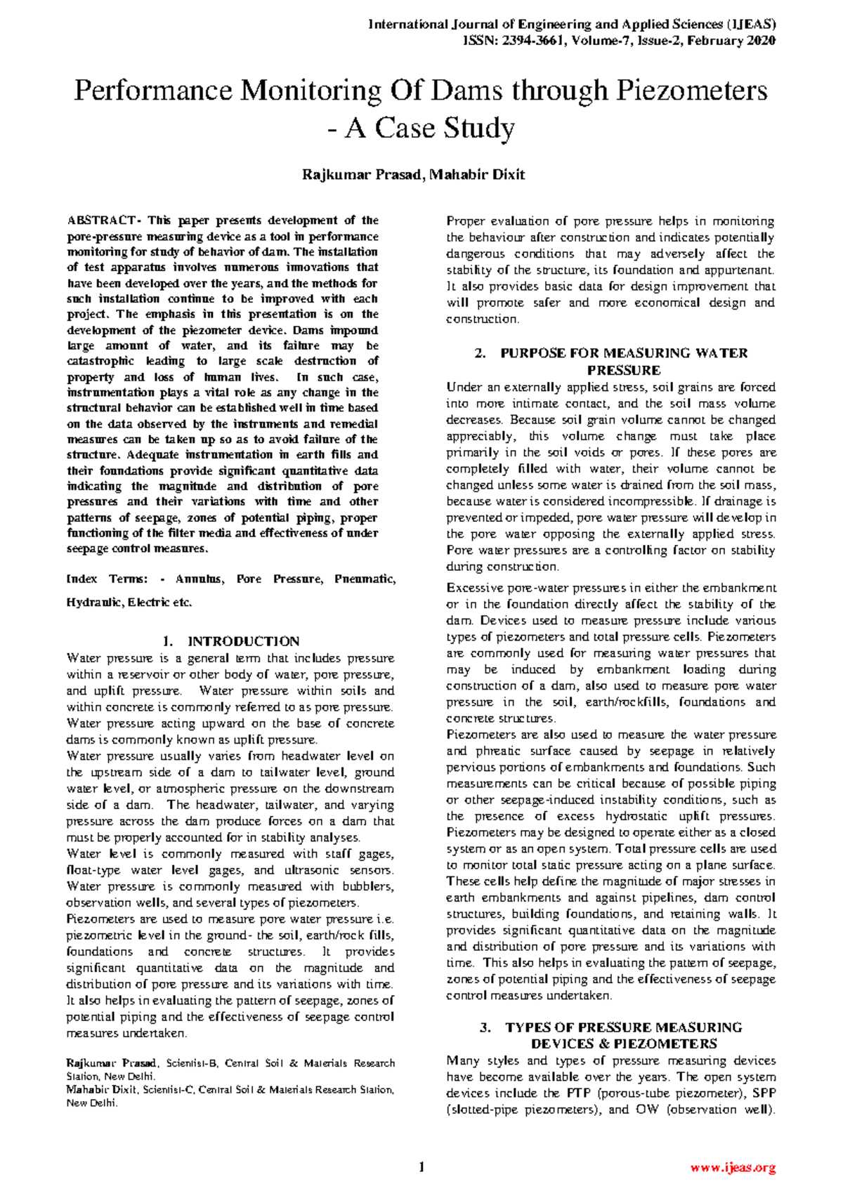 Performance Monitoring of Dams using Piezometers: A Case Study - Studocu