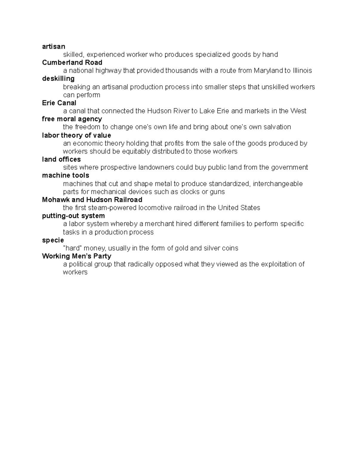 US History Chapter 9 Vocabulary Definitions and Key Terms - Studocu