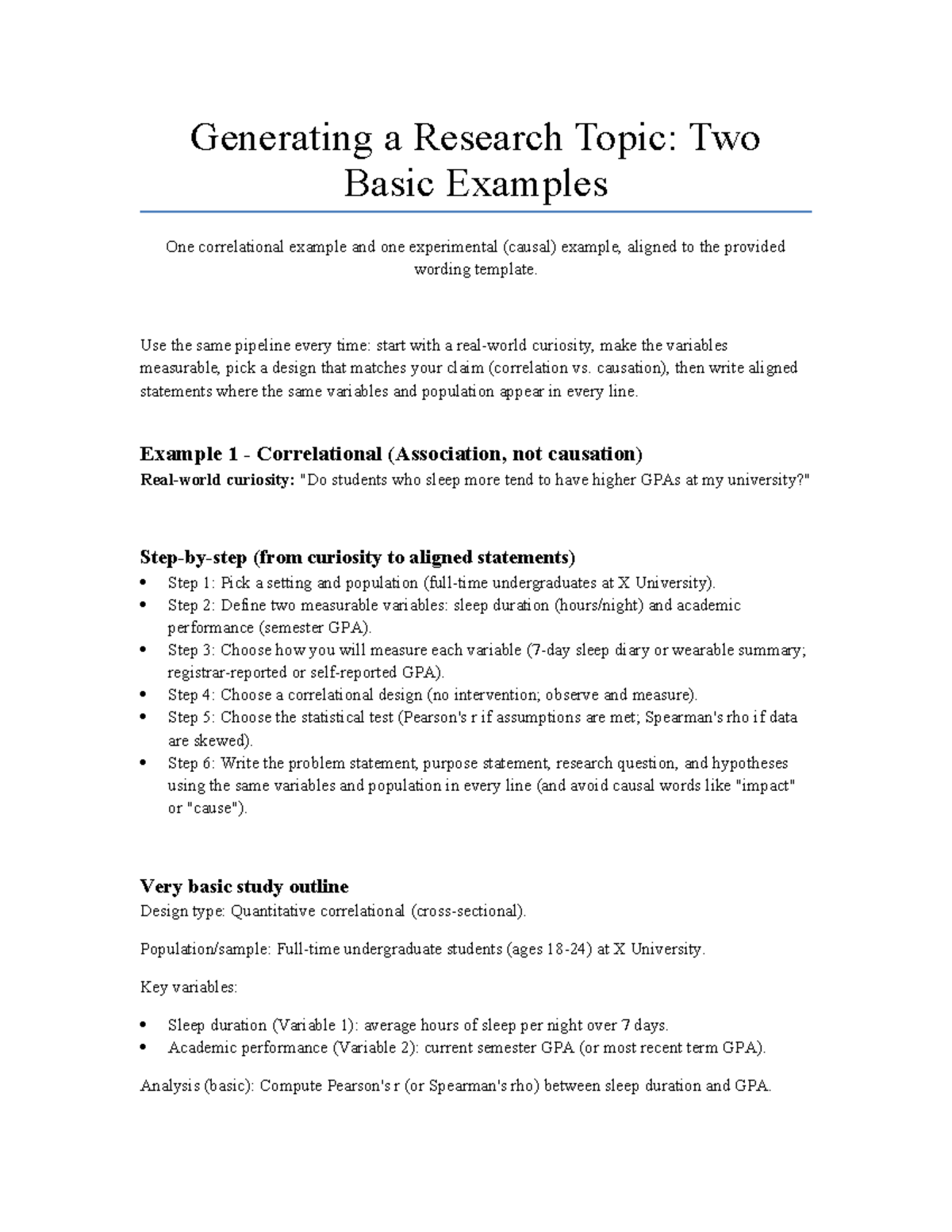Aligned Examples of Correlation and Causality in Research (PSY 101 ...
