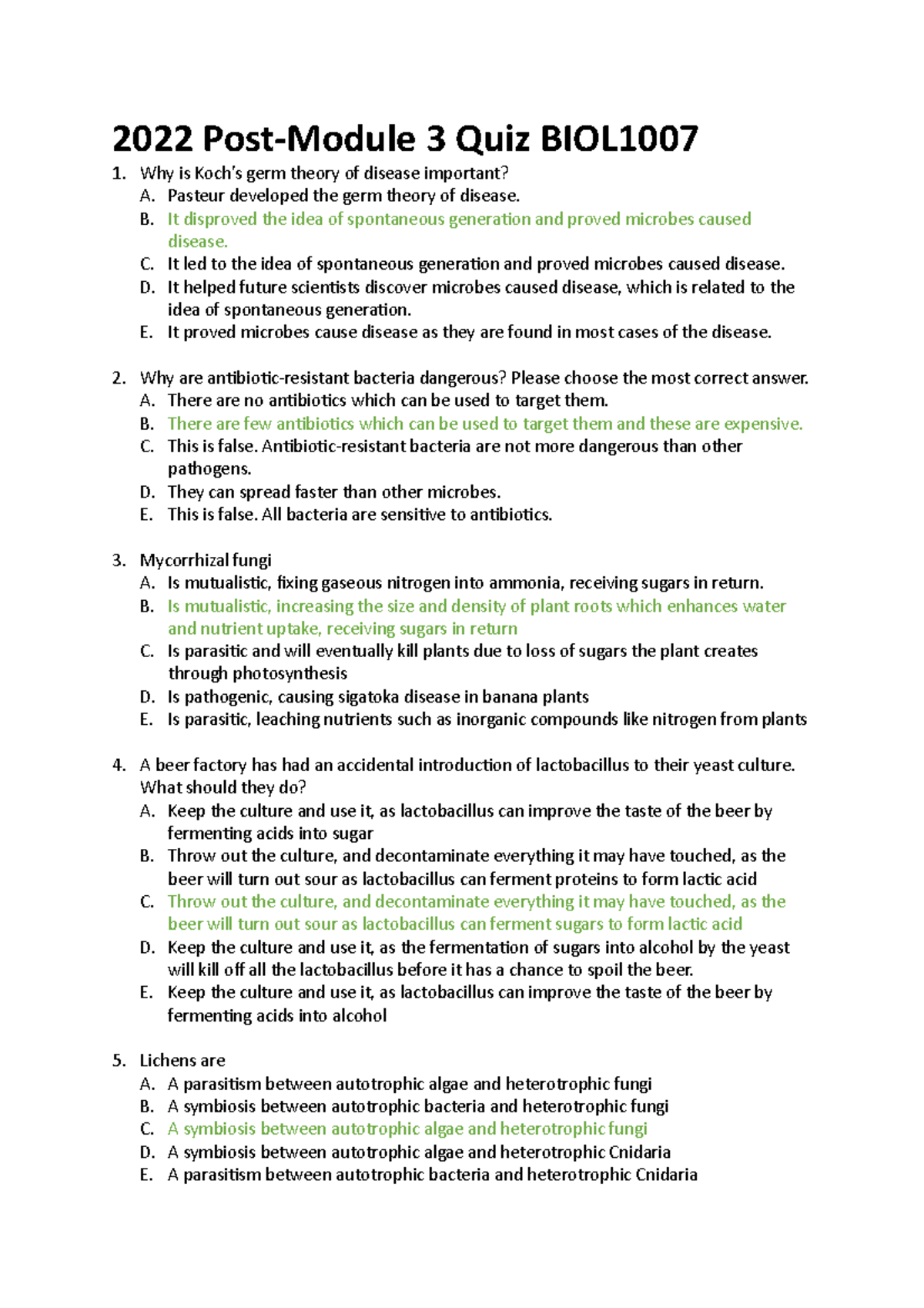 2022 Post-Module 3 Quiz - 2022 Post-Module 3 Quiz BIOL Why is Koch’s ...