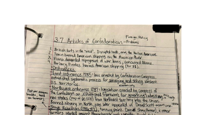 APUSH 3.7 Articles of Confederation: Key Events & Issues - Studocu