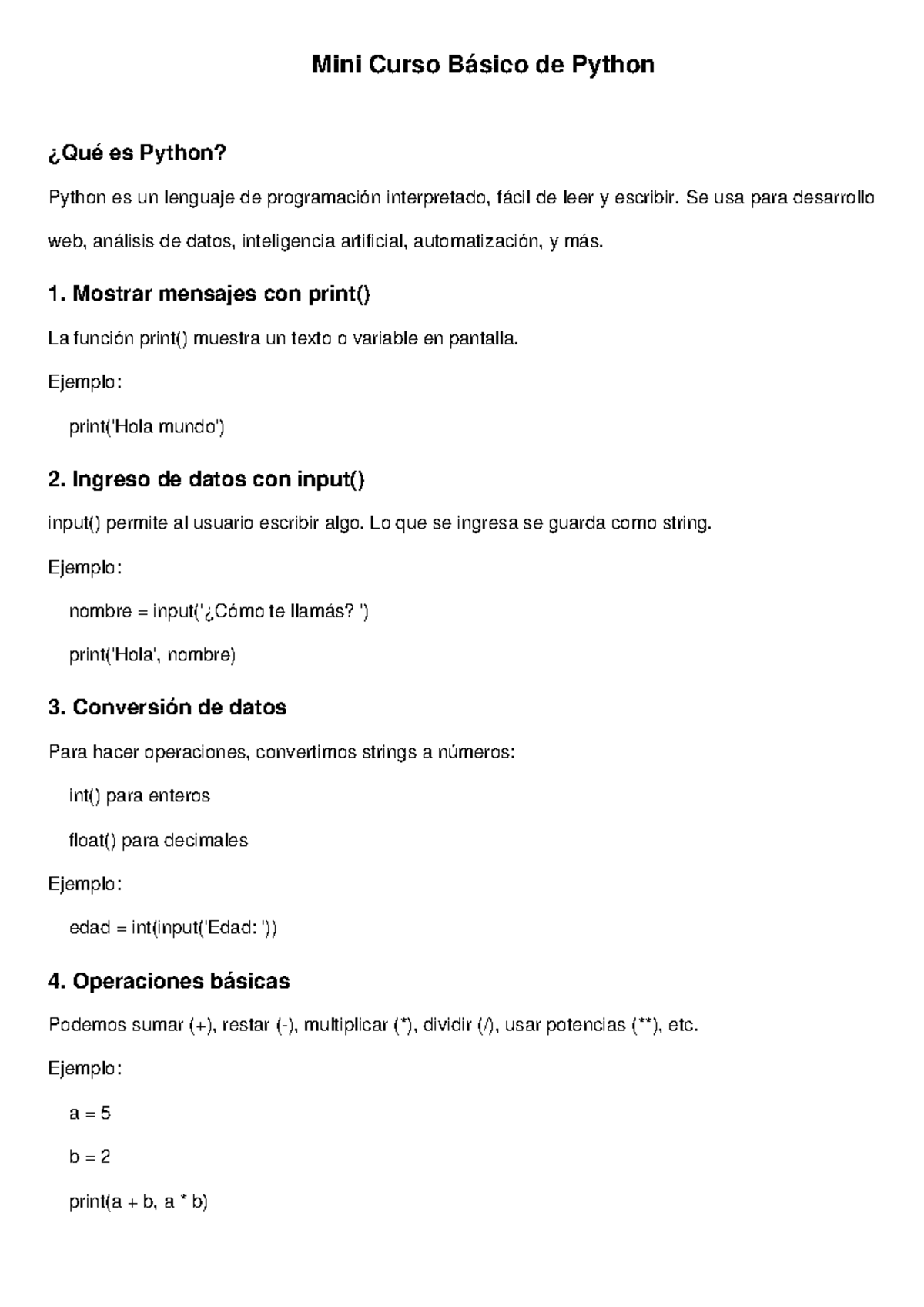 Curso básico de Python: conceptos y funciones esenciales - Studocu