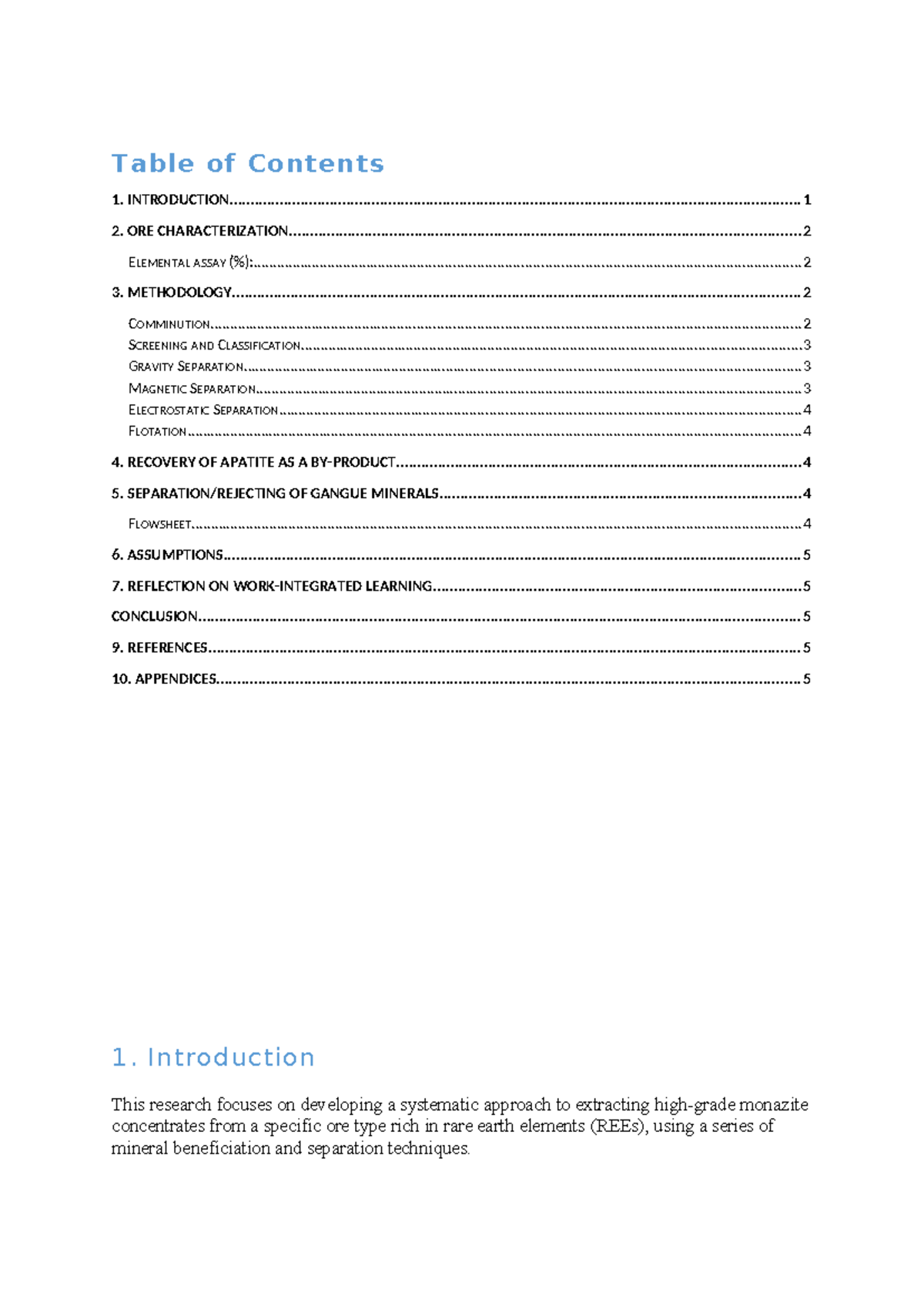 Monazite Extraction Techniques: A Comprehensive Study (Course Code: MIN ...