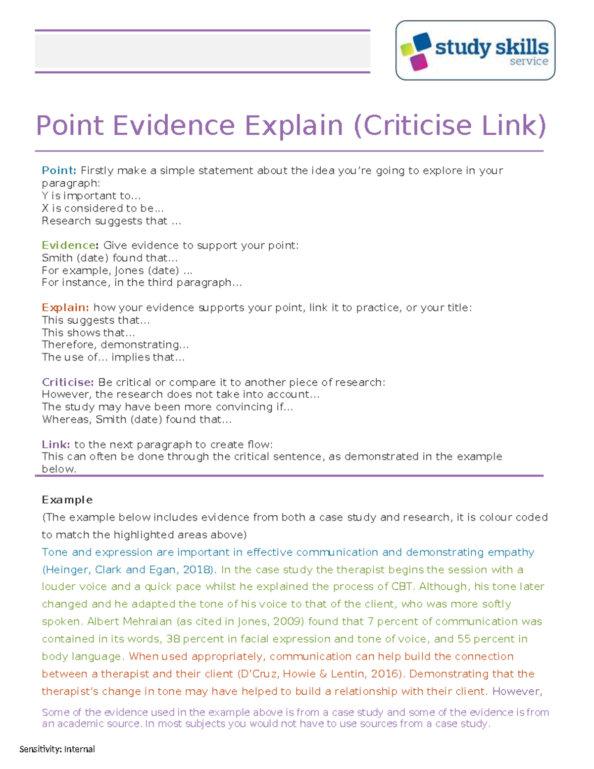 Peecl Academic: Point Evidence Explain Critique Link Structure Guide ...
