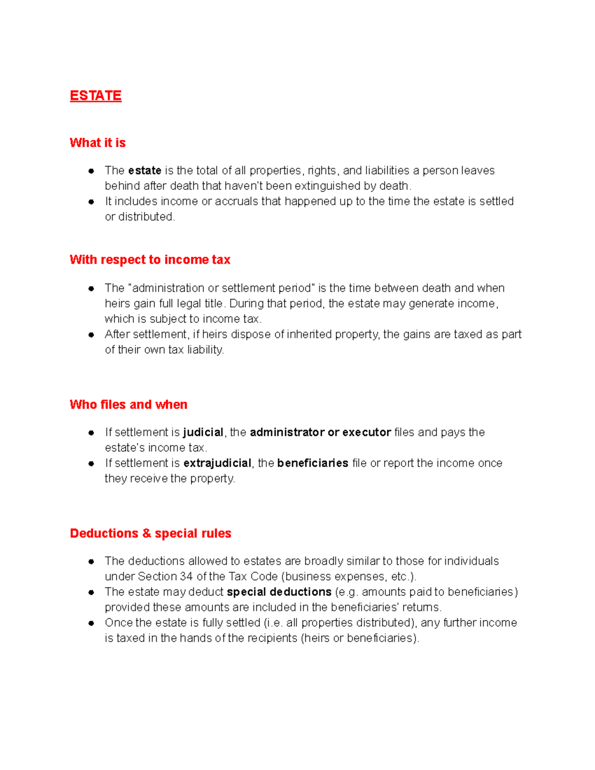 Income Tax on Estate, Trusts, and Partnerships: Key Concepts - Studocu