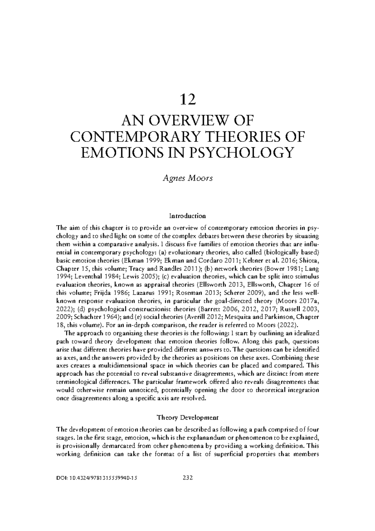12 PSY 301: Overview of Contemporary Emotion Theories in Psychology ...